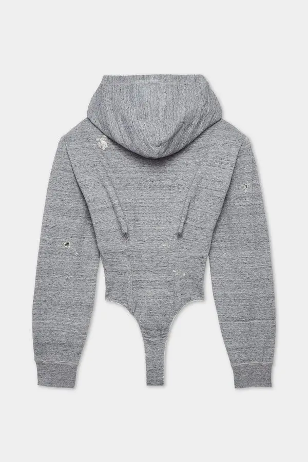 Dsquared2 Logo Printed Distressed Hooded Bodysuit