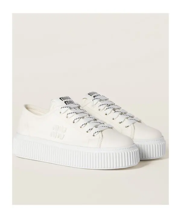 Miu Miu Logo Detail Denim Sneakers