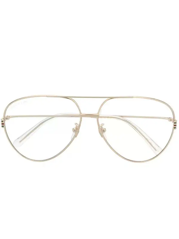 Gucci Pilot-frame Glasses - Gold