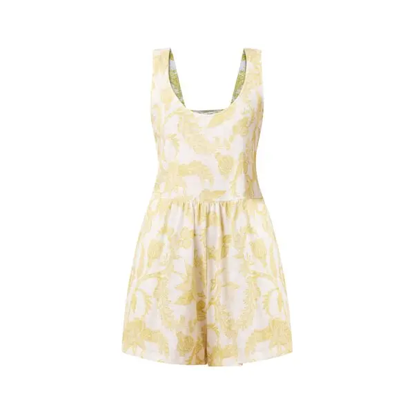 KNOWN SUPPLY Ivy Romper Chartreuse Toille - Yellow