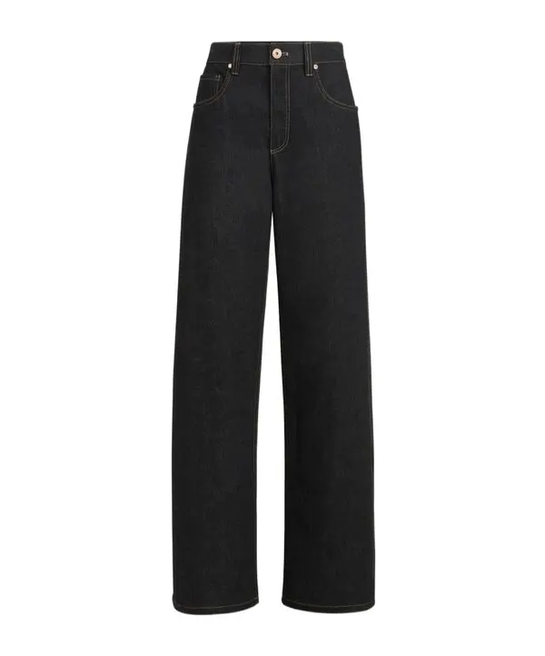 Brunello Cucinelli Loose Barrel Trousers With Monili - Black