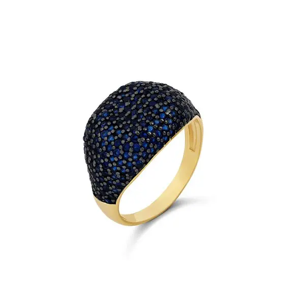 SHYMI Gold / Blue Pave Signet Ring Blue - Gold/blue