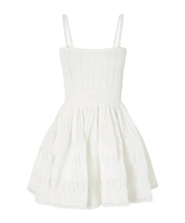 Alaïa Tiered Pointelle-knit Mini Dress - White