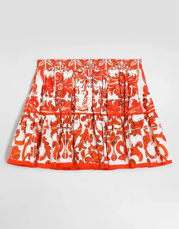 Dolce & Gabbana Majolica Print Poplin Skirt