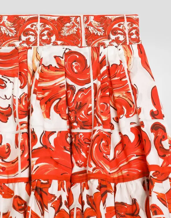 Dolce & Gabbana Majolica Print Poplin Skirt