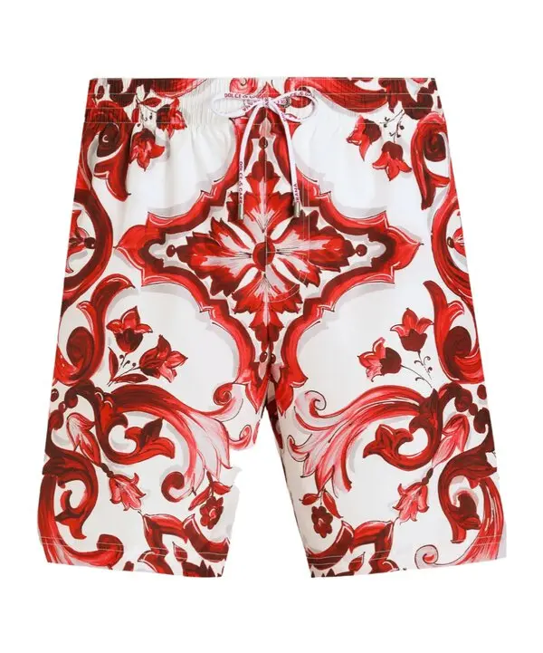 Dolce & Gabbana Dolce Gabbana Majolica-printed Medium Boxer Shorts - Red