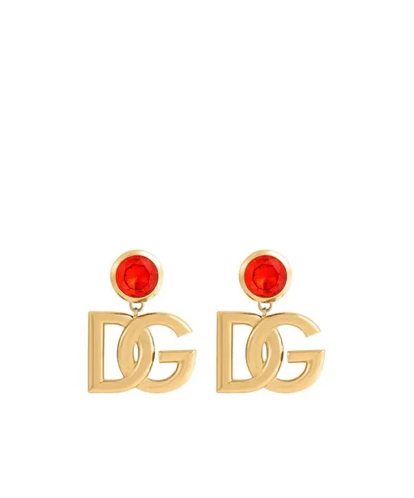 Dolce & Gabbana Clip Earrings With Logo - Yellow