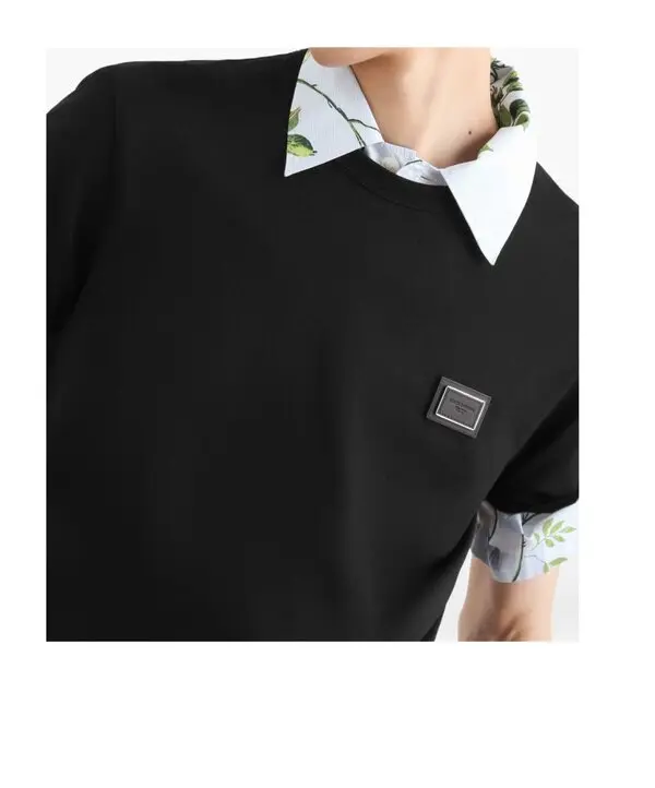 Dolce & Gabbana Cotton T-shirt With Logo Plate - Black