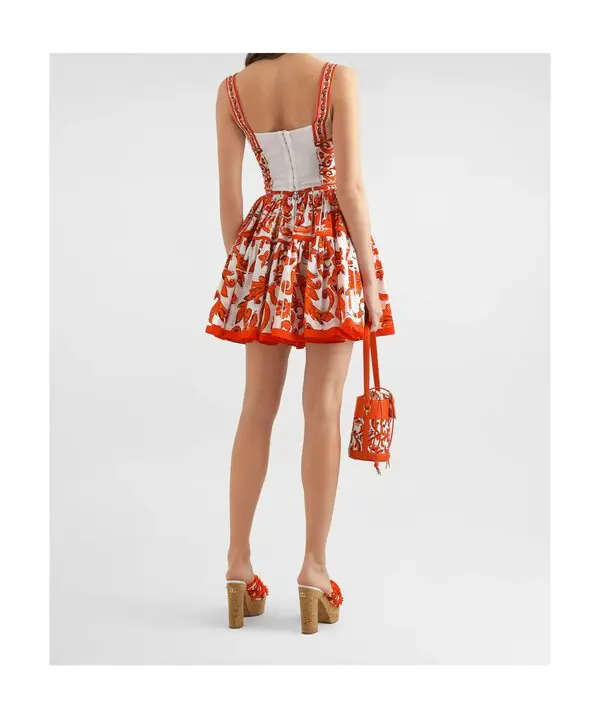 Dolce & Gabbana Majolica Print Sweetheart Bustier Top - Multicolor