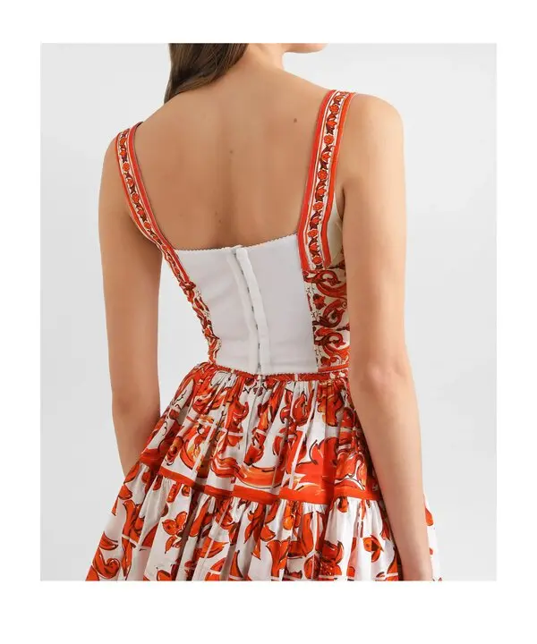 Dolce & Gabbana Majolica Print Sweetheart Bustier Top - Multicolor