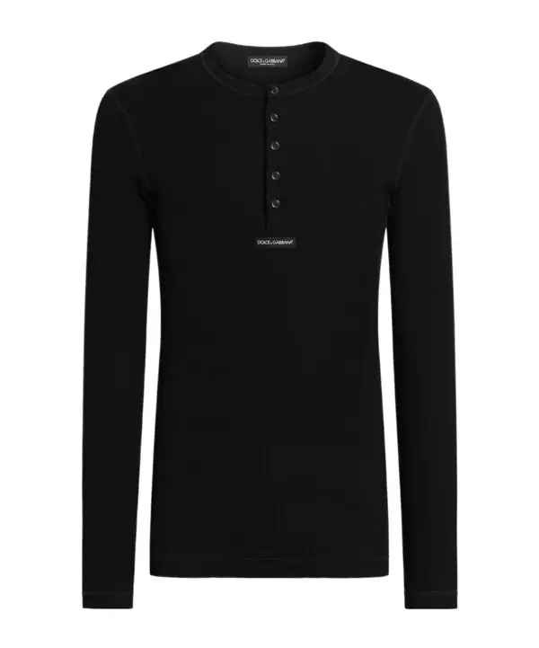 Dolce & Gabbana Serafino Jersey T-shirt With Logo - Black