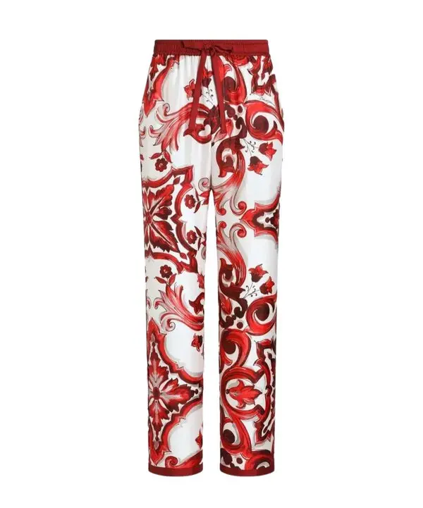 Dolce & Gabbana Majolica-print Twill Vanity Trousers - Red