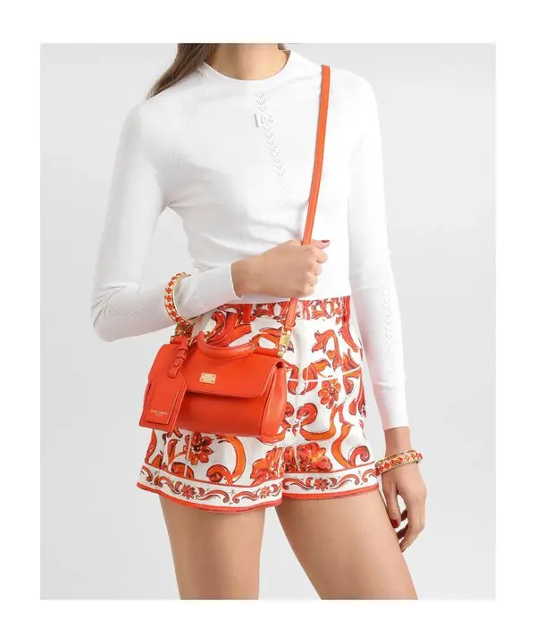 Dolce & Gabbana Mini Sicily Handbag In Calfskin - Orange
