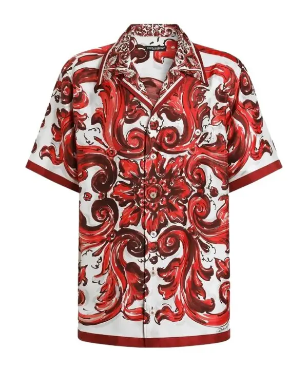 Dolce & Gabbana Majolica-print Silk Twill Hawaii Shirt - Brown