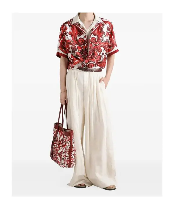 Dolce & Gabbana Dolce Gabbana Majolica-printed Twill Hawaii Shirt - Brown