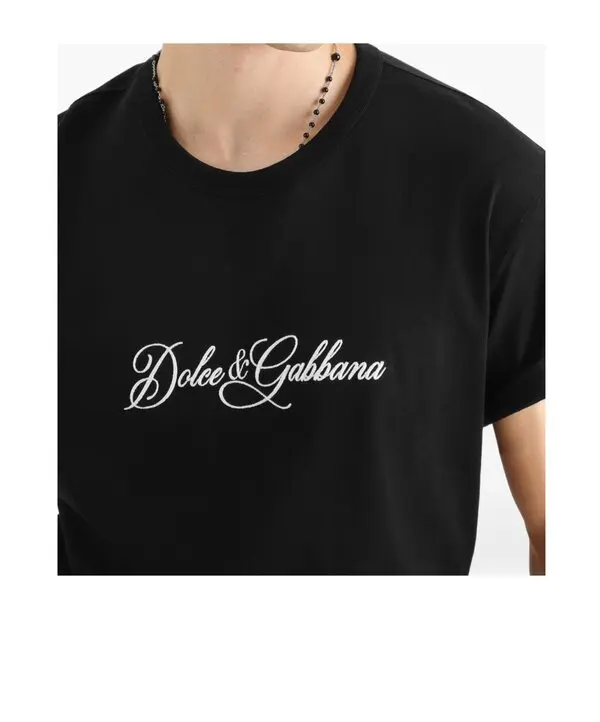 Dolce & Gabbana Dolce Gabbana Logo Embroidered Short-sleeved T-shirt - Black