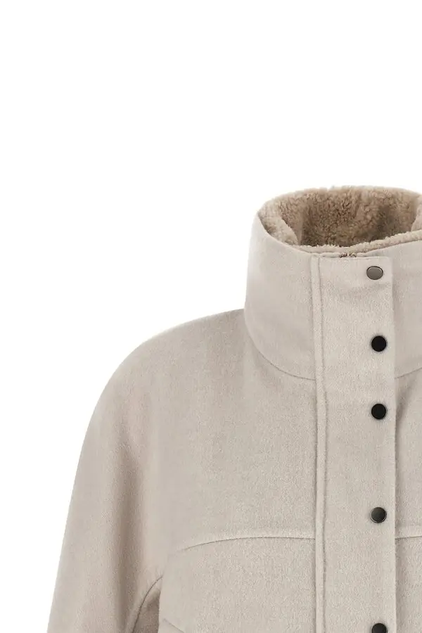 Brunello Cucinelli Shearling-trimmed Bat-sleeve Coat