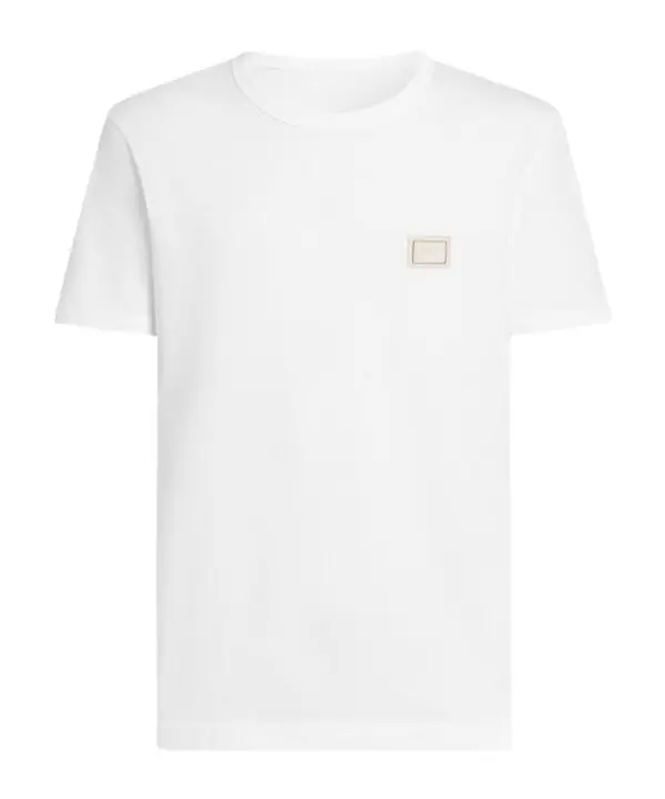 Dolce & Gabbana Cotton T-shirt With Logo Plate - White
