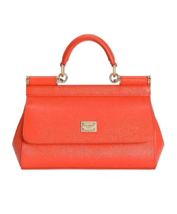 Dolce & Gabbana Small Sicily Handbag With Logo Plaque - Orange
