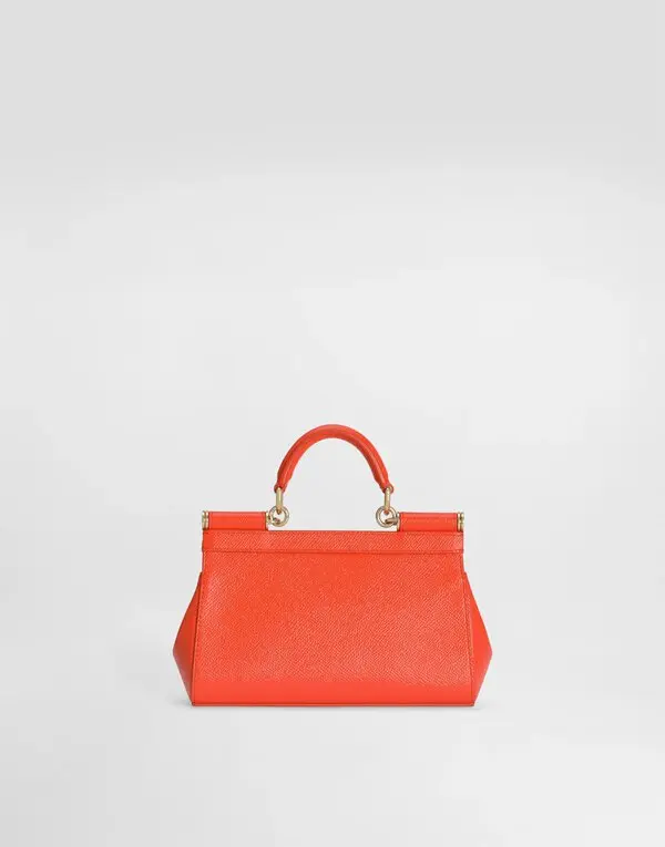 Dolce & Gabbana Small Sicily Handbag With Logo Plaque - Orange