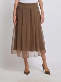 Brunello Cucinelli Circle Pleated Silk Midi Skirt - Green
