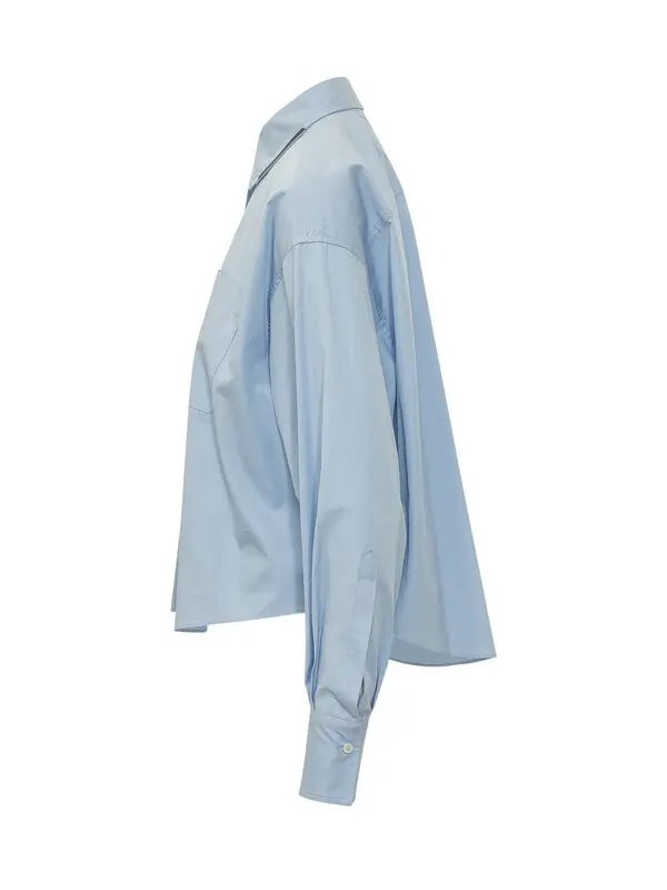 Brunello Cucinelli Monile Trim Box Pleat Shirt - Blue