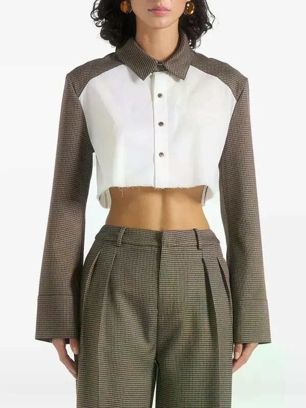 Manière De Voir Cropped Houndstooth Shirt