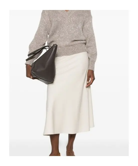 Brunello Cucinelli A-line Midi Skirt - White