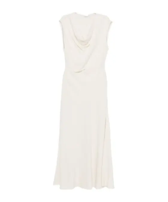 Brunello Cucinelli Draped-neck Sleeveless Maxi Dress - White