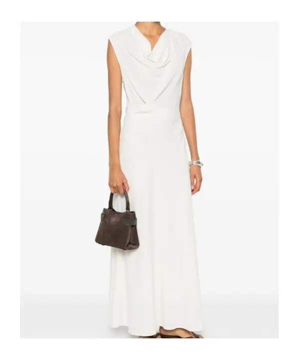 Brunello Cucinelli Sleeveless Draped Neck Maxi Dress