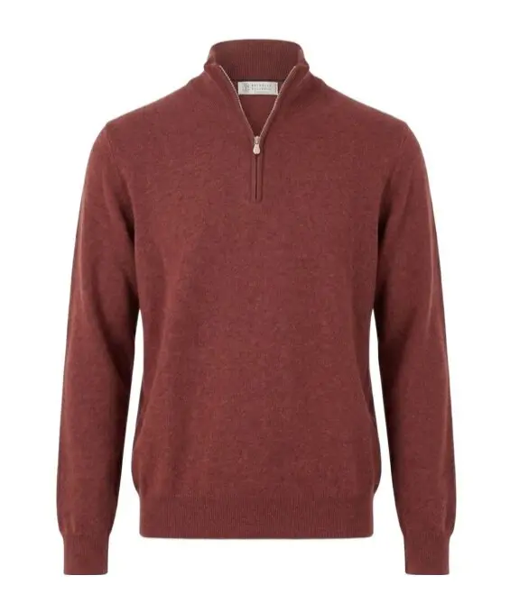 Brunello Cucinelli Half-zip Cashmere Sweater - Red