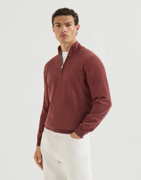 Brunello Cucinelli Half-zip Cashmere Sweater - Red