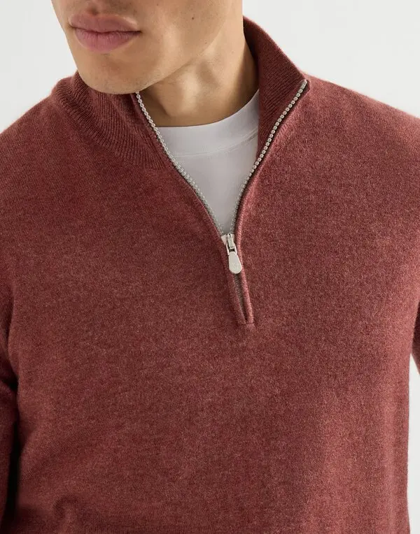 Brunello Cucinelli Half-zip Cashmere Sweater - Red