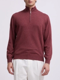 Brunello Cucinelli Half-zip Cashmere Sweater - Red