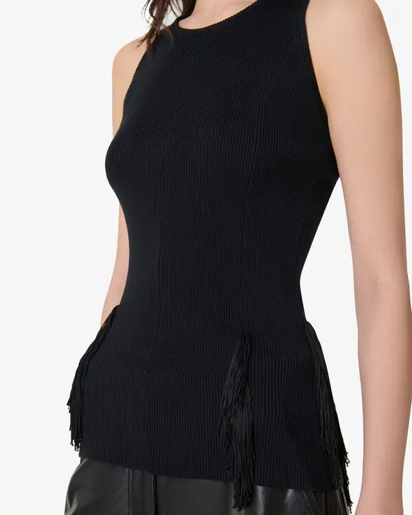 IRO PARIS Sleeveless Knit Top With Tasseled Detail