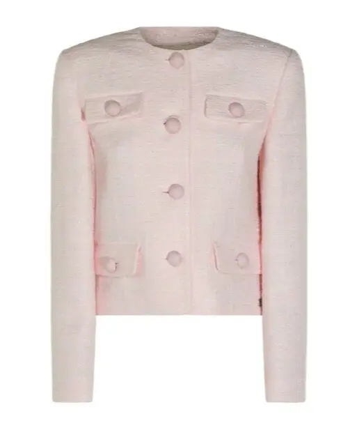 Valentino Garavani Crinkle Cotton Tweed Jacket - Pink
