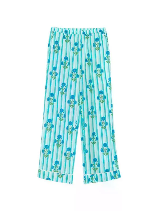 MC2 SAINT BARTH Inessa Floral-print Striped Trousers - Blue