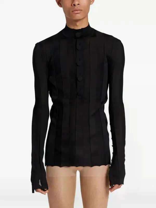 ROT Ribbed Silk Henley Sweater