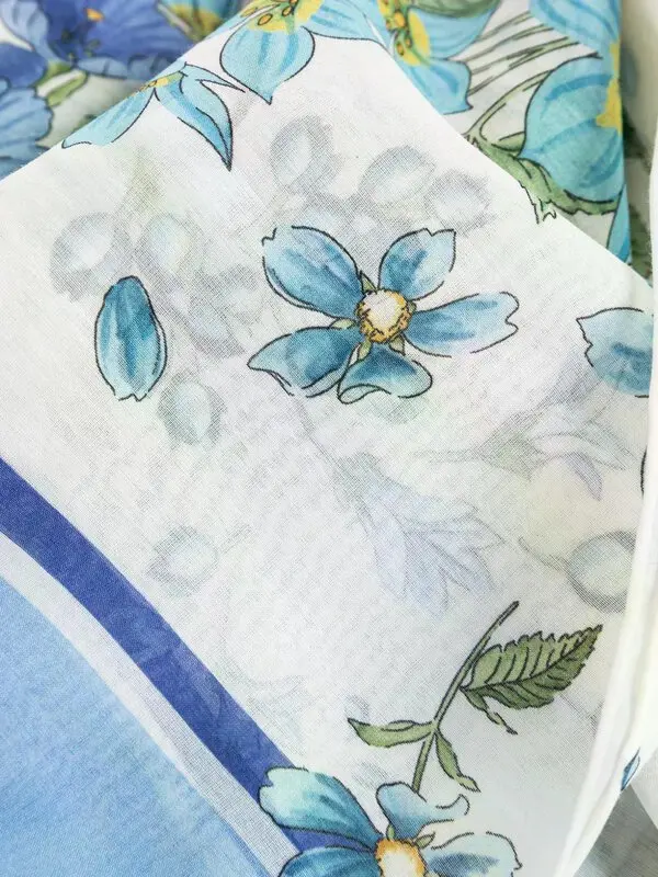 FERRAGAMO Floral-print Fringed Scarf - White
