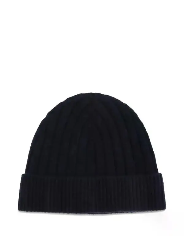 Kiton Ribbed Knit Cashmere Beanie Hat - Blue