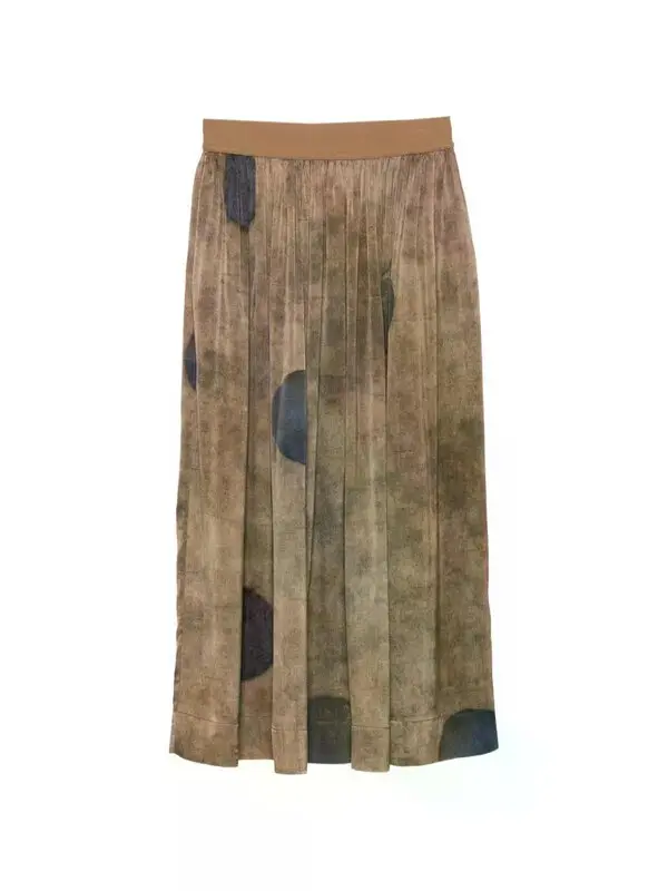 UMA WANG Polka Dot Pleated Midi Skirt - Brown