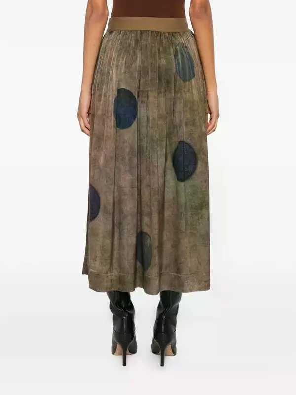 UMA WANG Polka Dot Pleated Midi Skirt - Brown