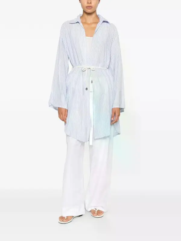 COTAZUR Vertical Stripe Belted Shirt