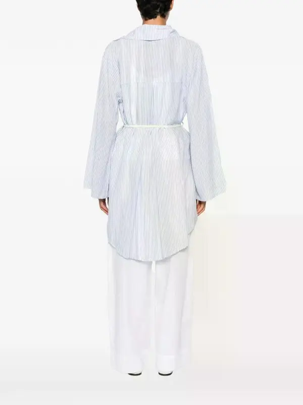 COTAZUR Vertical Stripe Belted Shirt