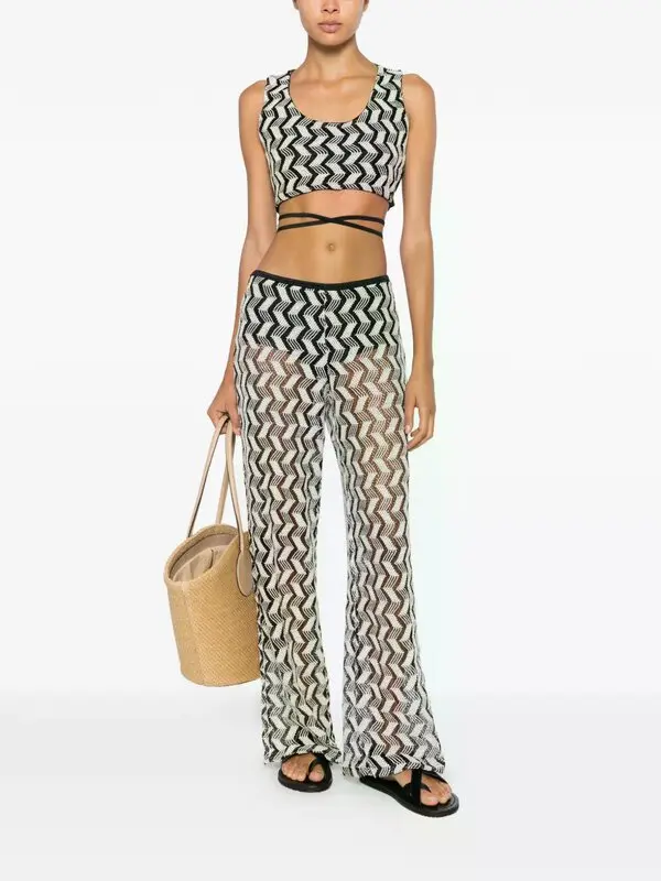 COTAZUR Cottazur Chevron Knit Semi-sheer Trousers