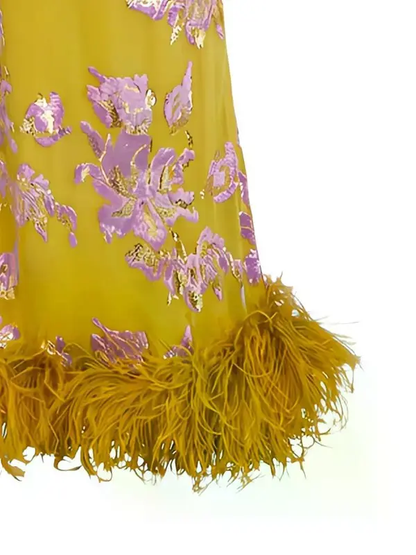 TALLER MARMO Polignac Feather-trimmed Maxi Dress
