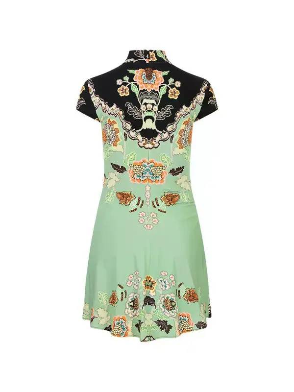 Roberto Cavalli Floral Print Mini Dress - Green