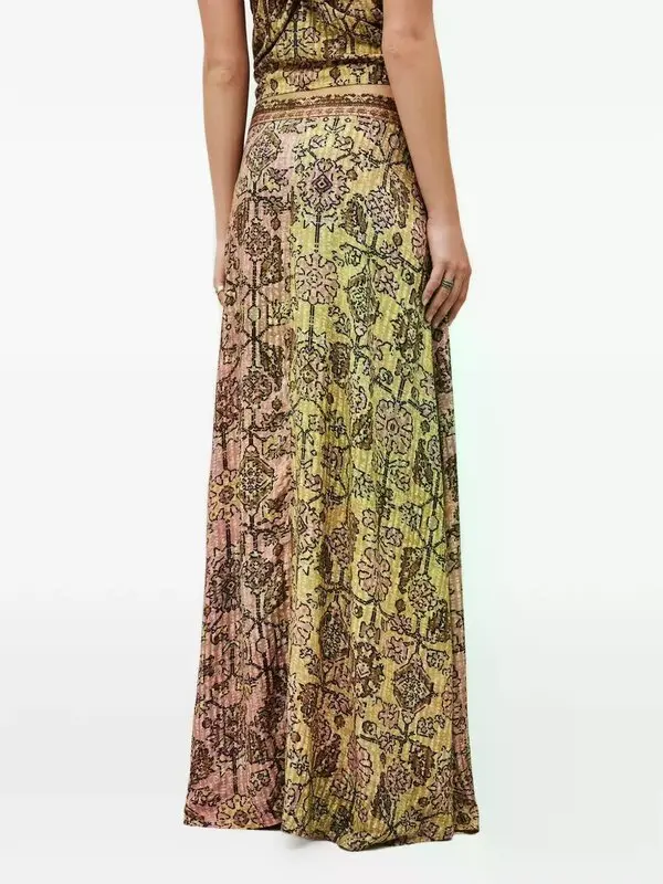 Ba&sh Geometric Print Pleated Maxi Skirt