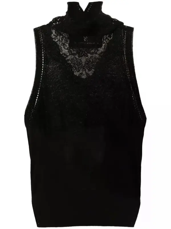 Ermanno Scervino Fine Knit Top With Lace Paneling