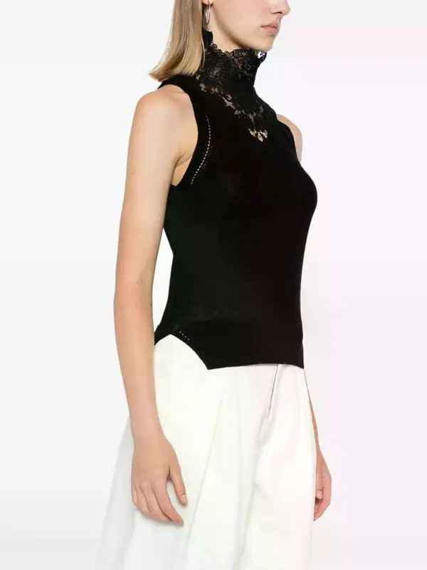 Ermanno Scervino Fine Knit Top With Lace Paneling